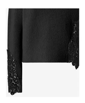 Pinko Lace Appliqué Ribbed Crewneck Jumper