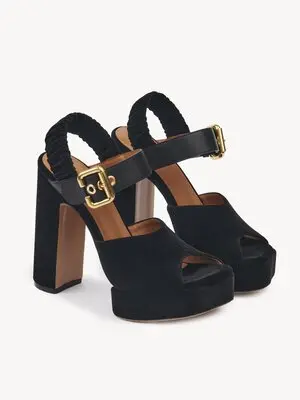 Chloé Aria Platform Sandals With Buckle Detail - Black