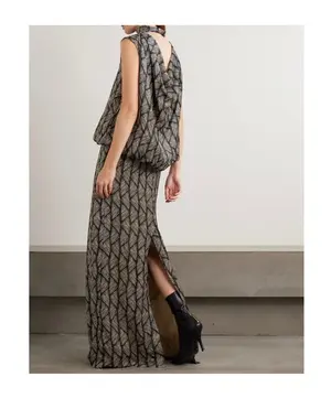 Dries Van Noten Gathered Printed Devoré-velvet Gown