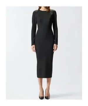 Pinko Long Sleeve Ribbed Shoulder Slim-fit Dress