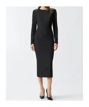 Pinko Long Sleeve Ribbed Shoulder Slim-fit Dress