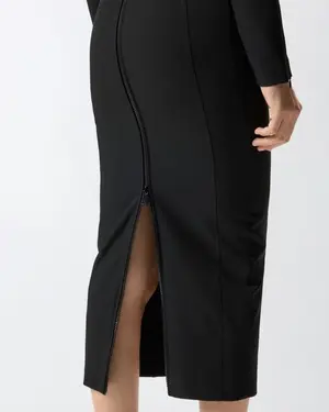 Pinko Long Sleeve Ribbed Shoulder Slim-fit Dress