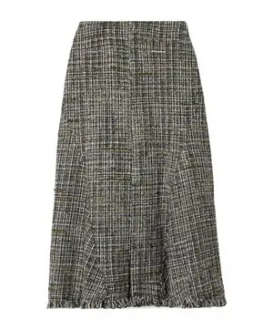 Erdem Raw-edged Tweed Midi Skirt