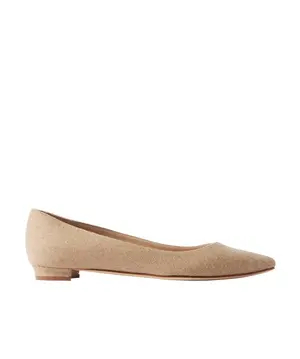 Manolo Blahnik Lanza Bb Wool Point-toe Flats - Beige