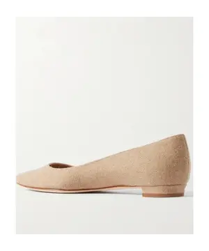 Manolo Blahnik Lanza Bb Wool Point-toe Flats - Beige