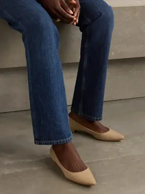 Manolo Blahnik Lanza Bb Wool Point-toe Flats - Beige