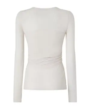 Pinko Long Sleeve Wrap Top With Pleated Detailing - White