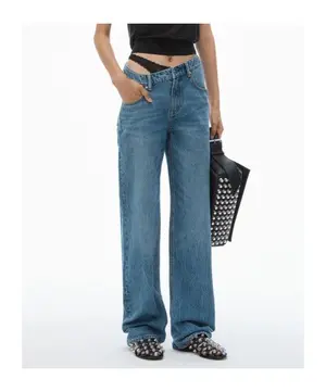 Alexander Wang Asymmetrical Lace-detailed Jeans - Indigo