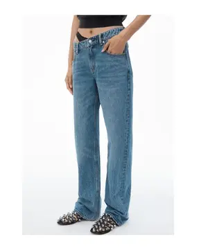 Alexander Wang Asymmetrical Lace-detailed Jeans - Indigo