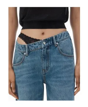 Alexander Wang Asymmetrical Lace-detailed Jeans - Indigo