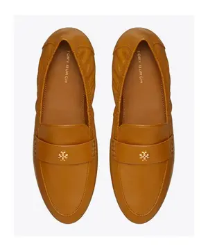 Tory Burch Logo Plaque Leather Loafers - Brown