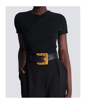 Balmain Pb Engraved Buckle Belt