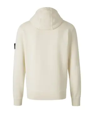 Stone Island Logo Patch Drawstring Hoodie - Ivory