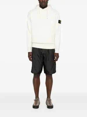Stone Island Logo Patch Drawstring Hoodie - Ivory