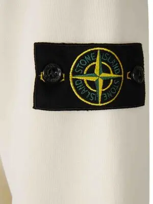 Stone Island Logo Patch Drawstring Hoodie - Ivory