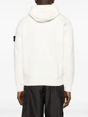 Stone Island Logo Patch Drawstring Hoodie - Ivory