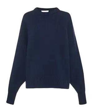 THE ROW Puff-sleeved Knit Sweater - Deep Blue