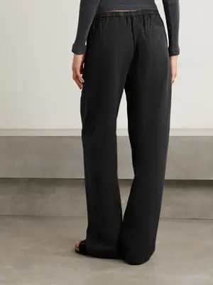 Citizens Of Humanity Aurora Cotton And Linen-blend Wide-leg Pants - Black