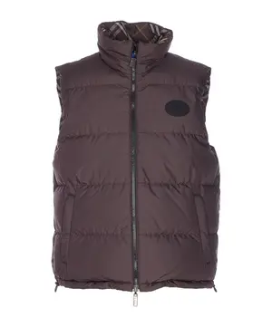Burberry Checked Zip-up Reversible Puffer Vest - Black