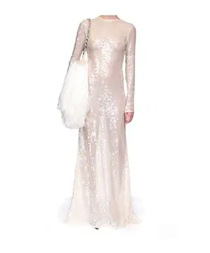 David Koma Long-sleeved Embellished Maxi Dress
