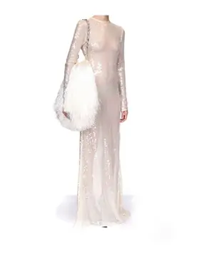 David Koma Long-sleeved Embellished Maxi Dress