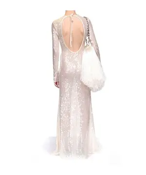 David Koma Long-sleeved Embellished Maxi Dress