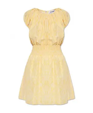 Kenzo Gingham Snakeskin-print A-line Dress