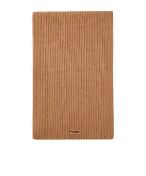 Pinko Logo Patch Knitted Scarf - Brown