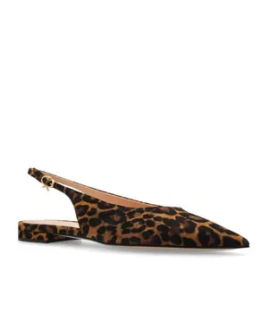 GIANVITO ROSSI Leopard Print Pointed Toe Flat - Brown