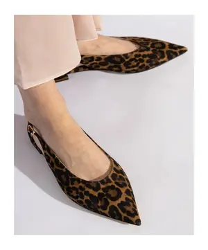 GIANVITO ROSSI Leopard Print Pointed Toe Flat - Brown
