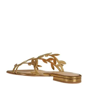 GIANVITO ROSSI Flavia Leaf Motif Flat Slides