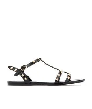 Valentino Garavani Rockstud Strappy Flat Sandals - Black