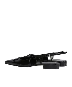 Marni Logo Embossed Slingback Flats - Black