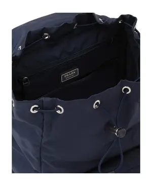 Prada Logo Plaque Buckled Backpack - Blue