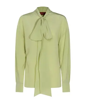Gucci Neck Bow Crêpe De Chine Shirt - Nude