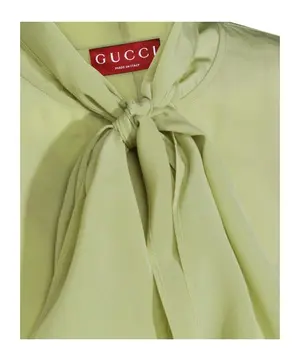 Gucci Neck Bow Crêpe De Chine Shirt - Nude