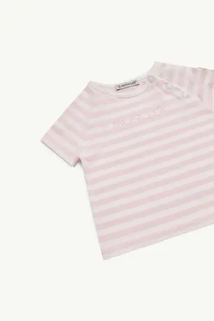 Moncler Striped Logo T-shirt - White/pink