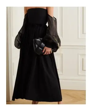 Loewe Long Sleeve Dress With Ruffled Detail And Embellished Sleeves