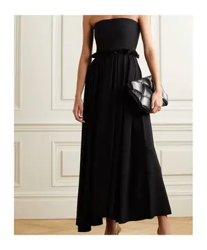 Loewe Long Sleeve Dress With Ruffled Detail And Embellished Sleeves