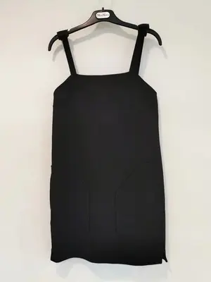 Max Mara Sleeveless Square Neck Mini Dress With Patch Pockets - Black