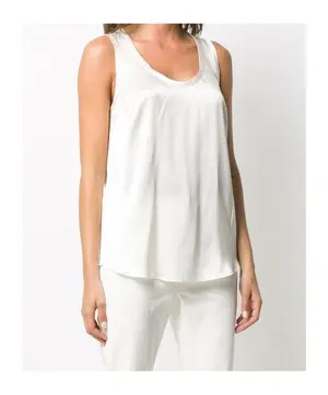 Brunello Cucinelli Scoop Neck Sleeveless Tank Top - No