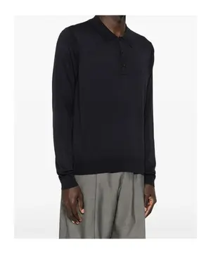 Studio Nicholson Long-sleeved Knit Polo Shirt