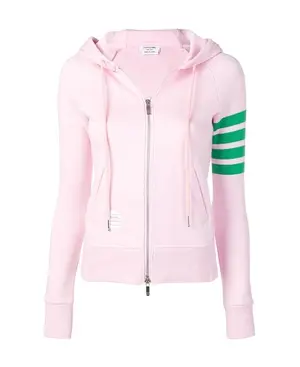 Thom Browne Thom Browne Pink 4-Striped Hooded Zip-Up Jacket Pink