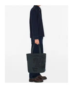 Burberry Logo Embroidered Buttoned Denim Shirt - Indigo