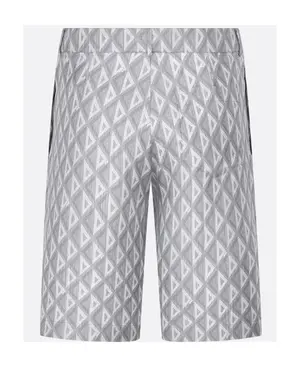 Dior Cd Diamond Print Silk Twill Bermuda Shorts - Gray