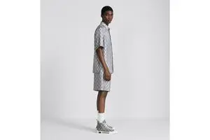Dior Cd Diamond Print Silk Twill Bermuda Shorts - Gray