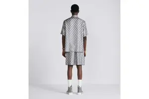 Dior Cd Diamond Print Silk Twill Bermuda Shorts - Gray