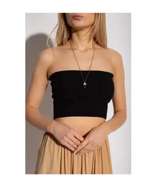 Chloé Ribbed Knit Bandeau Top - Black