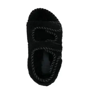 Bottega Veneta Braided Shearling Sandals - Black