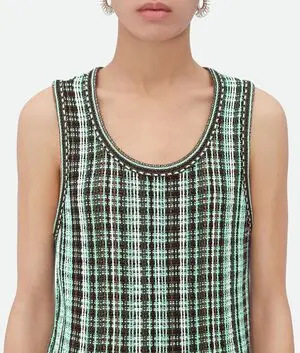 Bottega Veneta Checked Sleeveless U-neck Top
